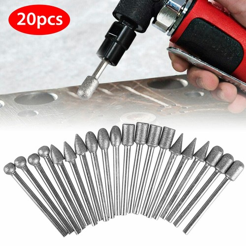 20pcs Diamond Burr Set Drill Bits Mini Drill For Dremel Rotary Tool ...