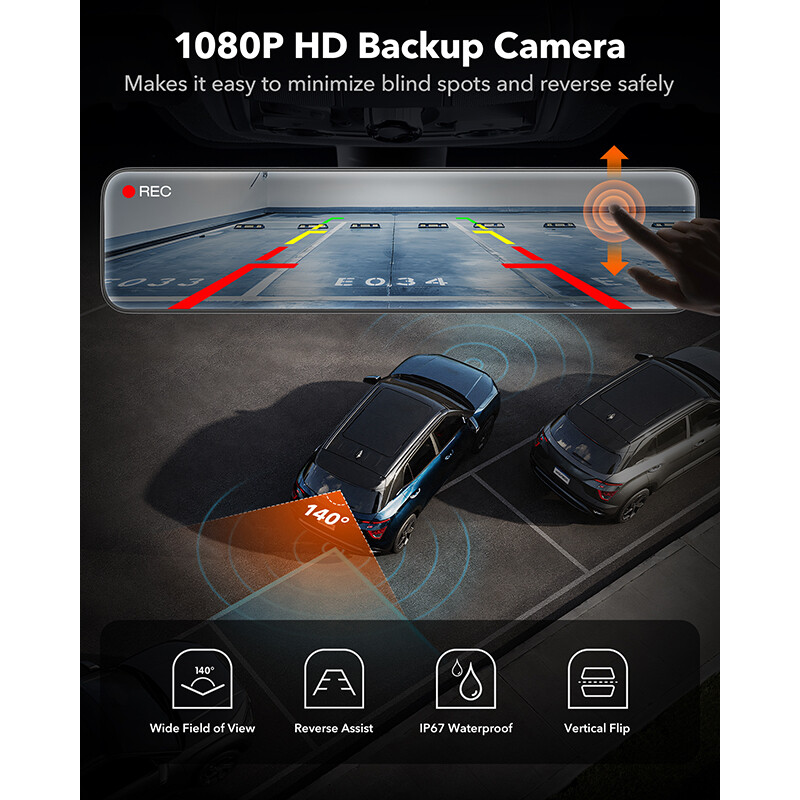 WOLFBOX G890 3 Channel Dash Cam 4K Front and Rear Dash Camera GPS W ...