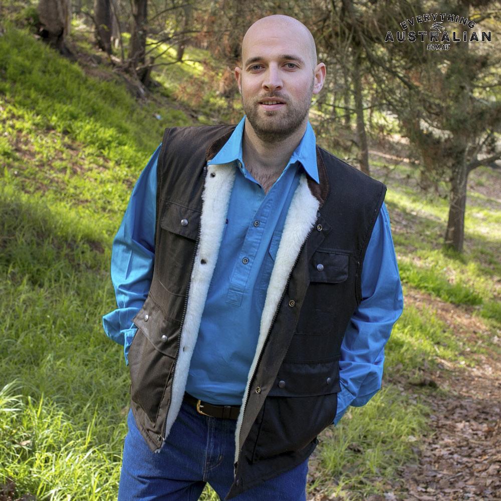 Genuine Australian Bushwear Oilskin Vest Wool-lined Brown | eBay