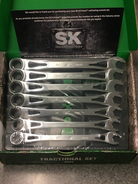 7 PC SAE X-frame Ratcheting Wrench Set SK Hand Tool LLC 80049 for sale ...