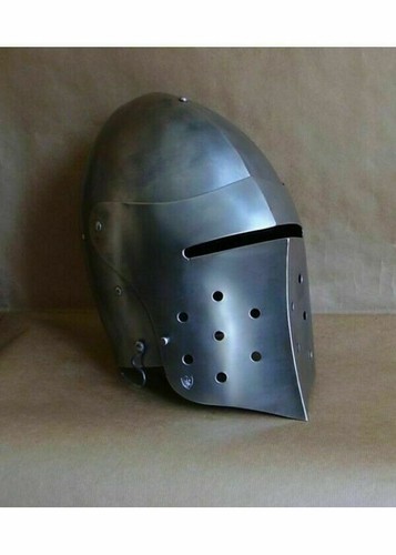 Handmade Medieval Combat Helmet W/ Hinged Visor European Horse Helmet ...