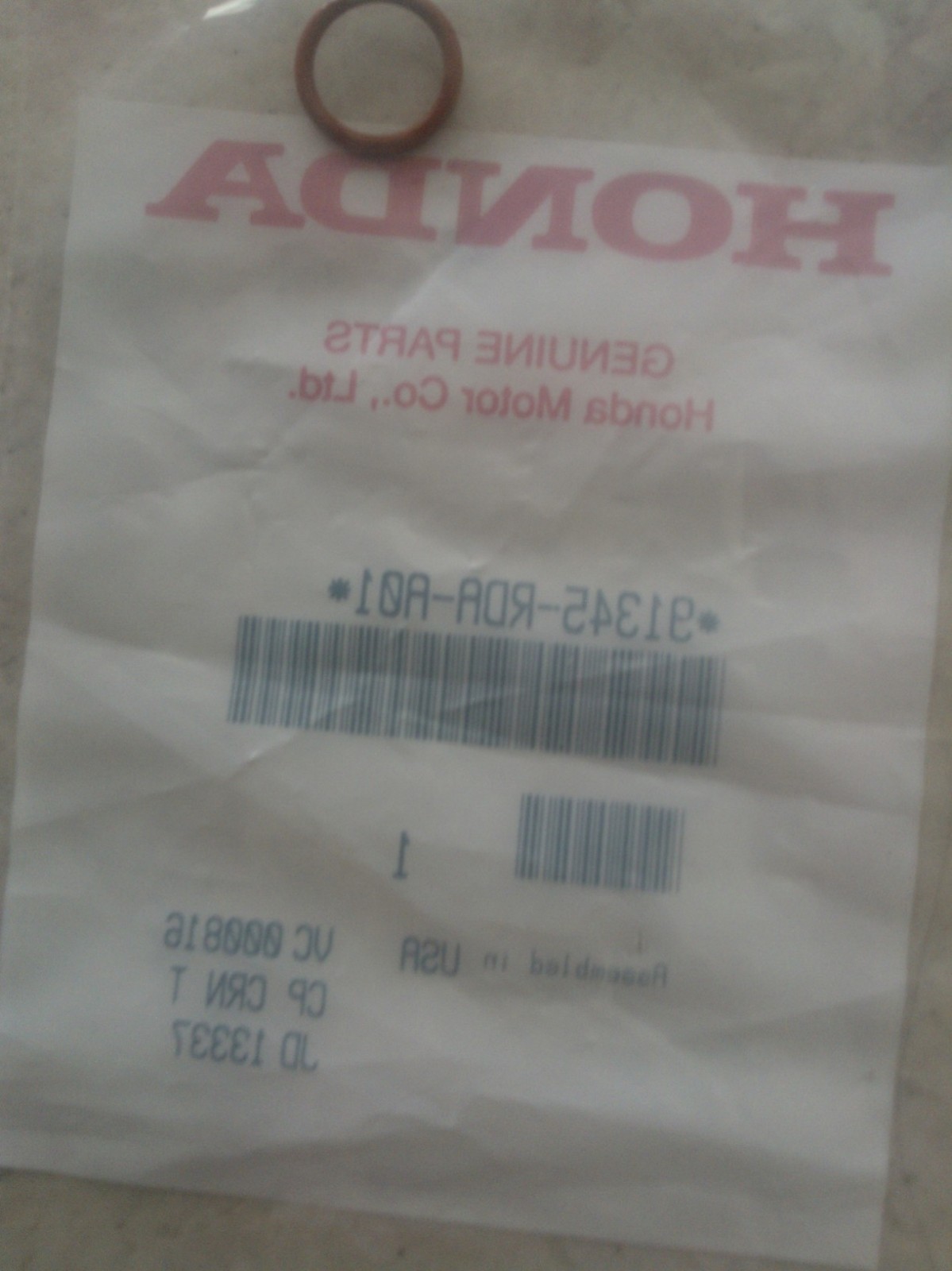 2 pieces Genuine Honda Power Steering Pump O-Ring 91345-RDA-A01 ...