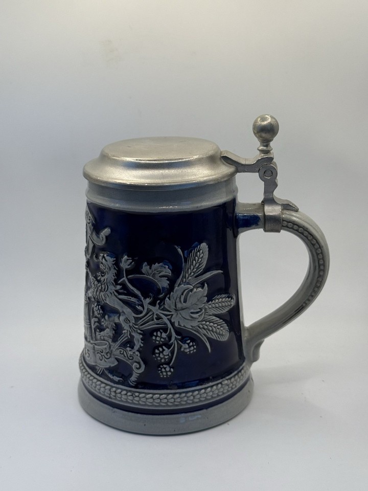Vintage Gerz Original German Lidded Beer Stein Blue 6.5” | eBay