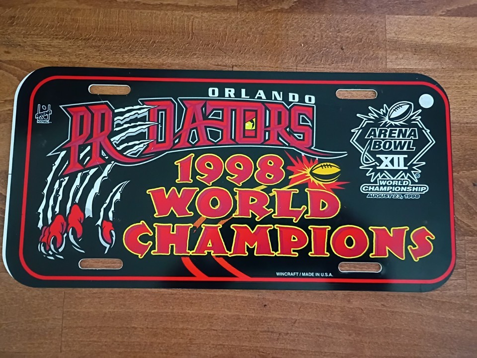 Vintage Orlando Predators License Plate Booster Arena Bowl XII ...