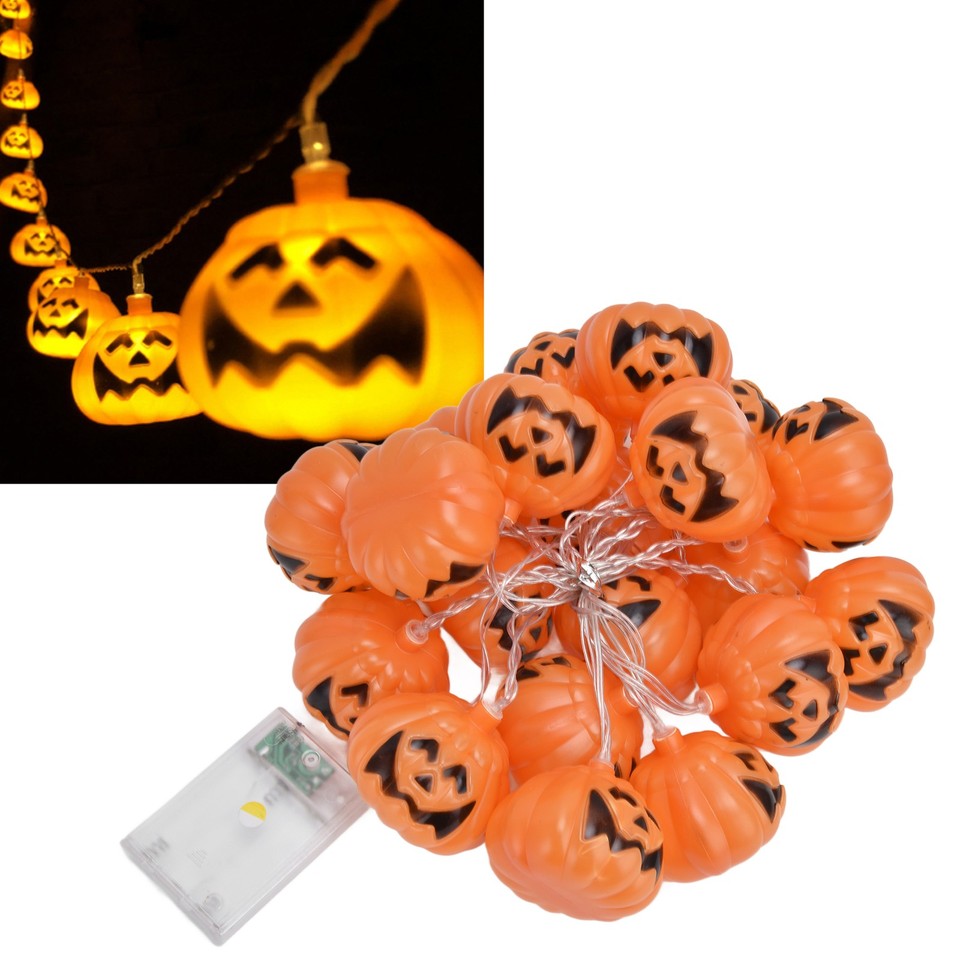 20LED Halloween Pumpkin String Light 3 Meters Dual Mode Decorative ...