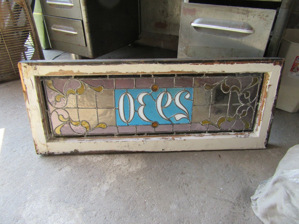 ~ ANTIQUE STAINED GLASS TRANSOM WINDOW ~ 36 x 14 ~ ADDRESS 2930 ...
