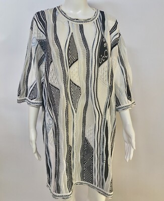 Geccu Australia Sweater/Dress Cotton Knit Argyle ~White Blue Silver ...