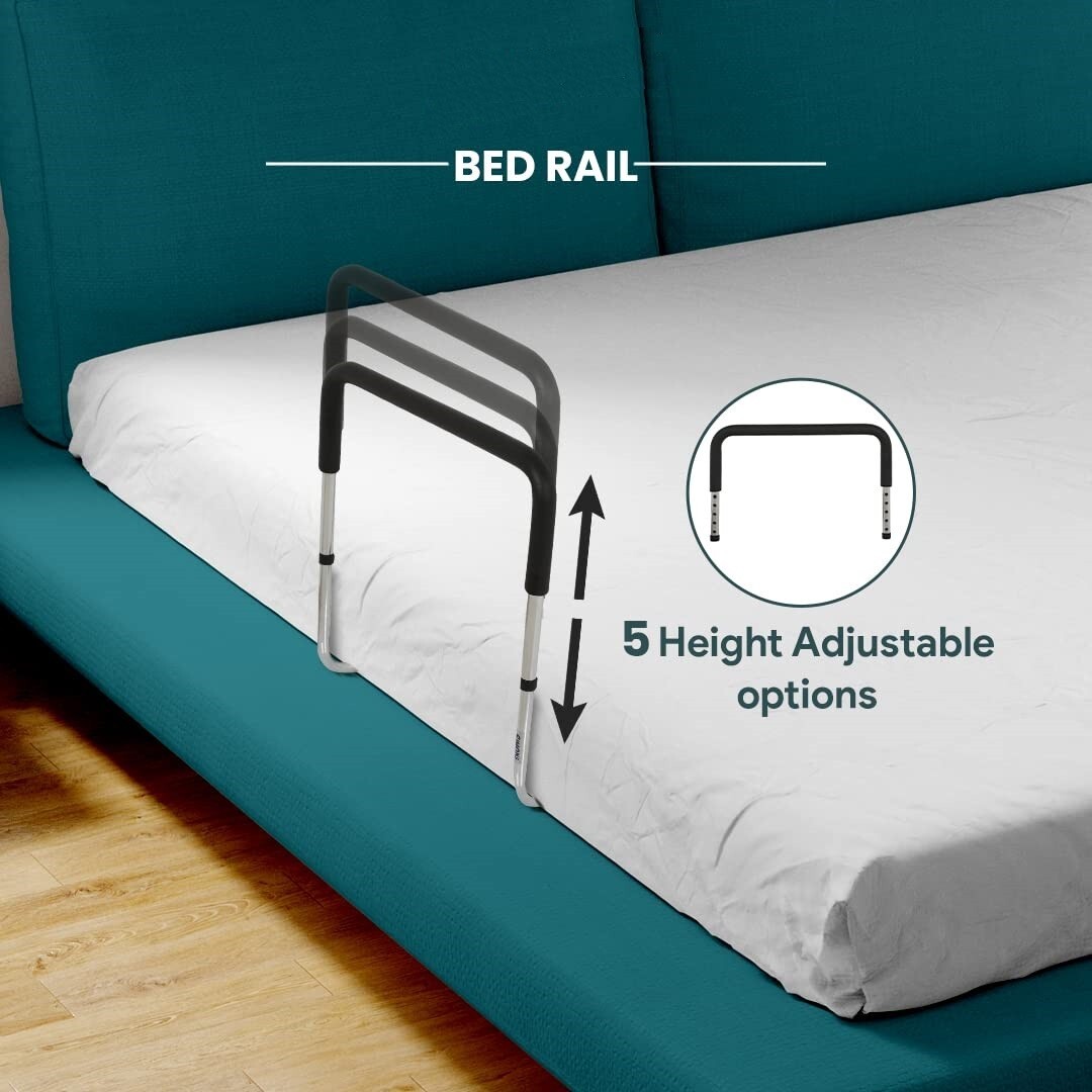 Steel Chrome Plated bedrail with Foam Grip for Adult Bed Safety Grab ...