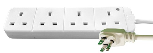 Travel Adaptor Extension Lead UK to USA Canada 4 Gang Way 1M Adapter ...