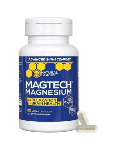 Natural Stacks - MagTech Magnesium Complex 90 Caps Magtein, Brain ...