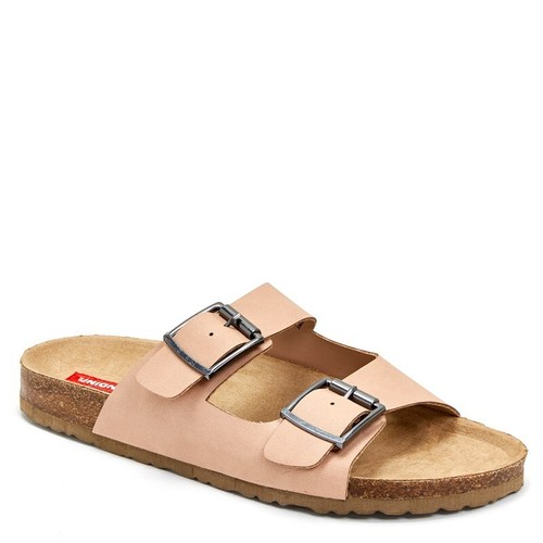 Unionbay Womens Melissa Double Buckle Leather Slides Sandals | eBay