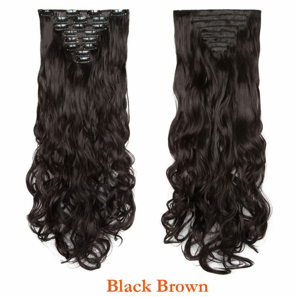 100% Natural 8Pcs Clip In Hair Extensions Full Head As Human Real Long ...
