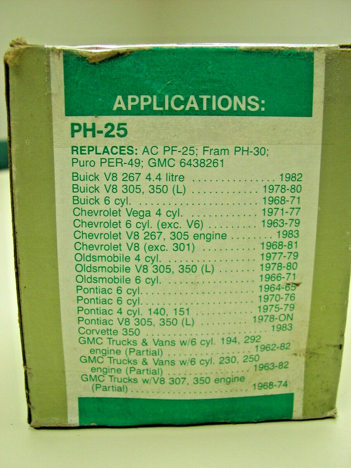 Engine Oil Filter - Flowguard Harvest King PH25 | eBay