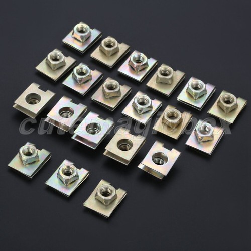 Car 20Pcs U Shape M6 Clips Panel Fender Spring Metal Plate Speed Nuts ...