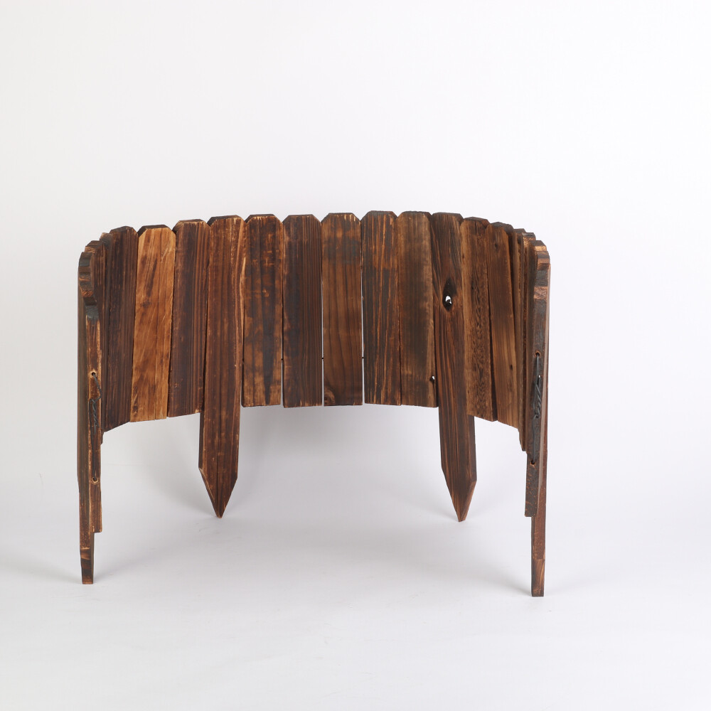 Wooden Picket Fence Panel Log Roll Border Lawn Edging Spiked Log Flower ...