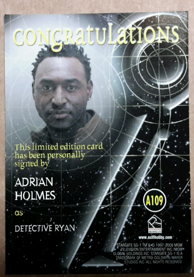 Stargate SG-1 Autograph Card - A109 Adrian Holmes (Detective Ryan) | eBay