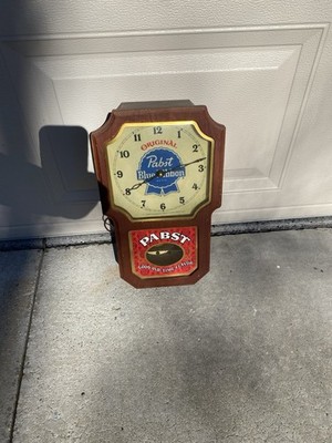 Rare Unique Vintage 1960's Pabst Blue Ribbon Beer Wooden Wall Clock Bar ...