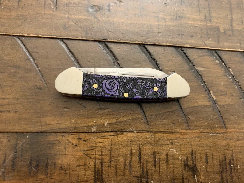CASE XX BABY BUTTERBEAN KNIFE ULTRA VIOLET BONE ENGRAVED 1/500 ROSES w ...