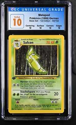 CGC Perfect 10 1st Edition Metapod German Base Set Safcon 1999 (Pop 3 ...