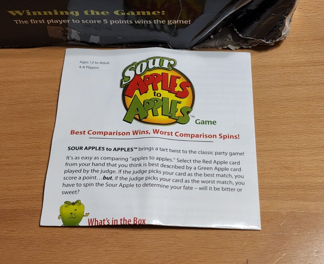 Sour Apples to Apples Party Card Game Night Fun Mattel T8151 Limited ...