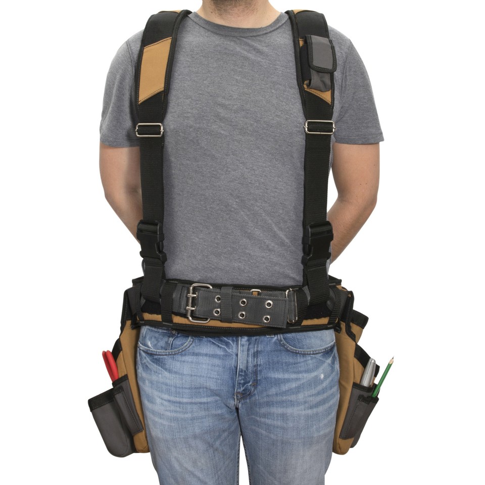 Dickies 4 Pc Tool Belt Carpenter Suspender Strap Holster Pocket Pouch ...
