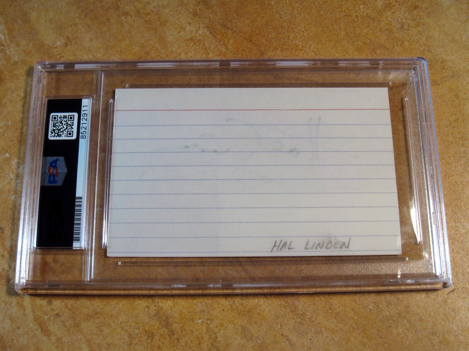 HAL LINDEN ACTOR BARNEY MILLER SIGNED AUTOGRAPHED INDEX CARD CUT PHOTO ...