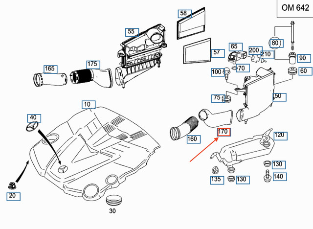 MERCEDES W164 Ml 2005 RHD Air Intake Pipe Tube Guide A1645051961 ...