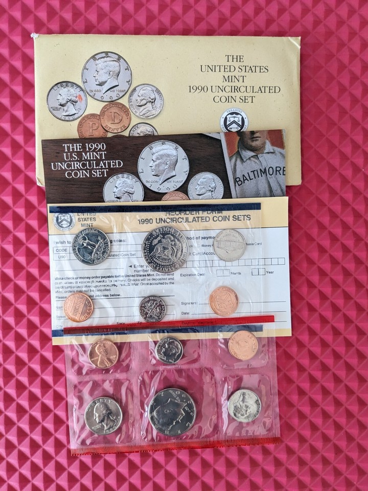 1990 - 1995 US Mint Sets Uncirculated coin set with P&D mint marks~Lot of 6 Sets | eBay