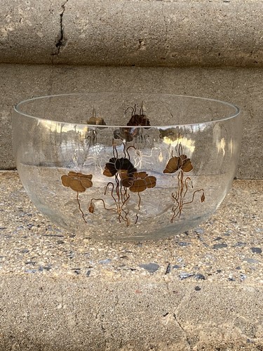 SHANGRI-LA MOUTHBLOWN CRYSTAL 12K GOLD 8” FLORAL BOWL W/ BOX | eBay