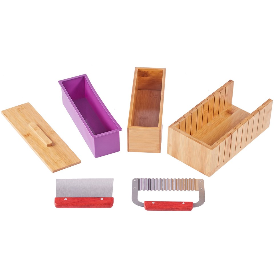 Soap Making Kit Bamboo Cutting Box Silicone Mold Stainless Steel ...