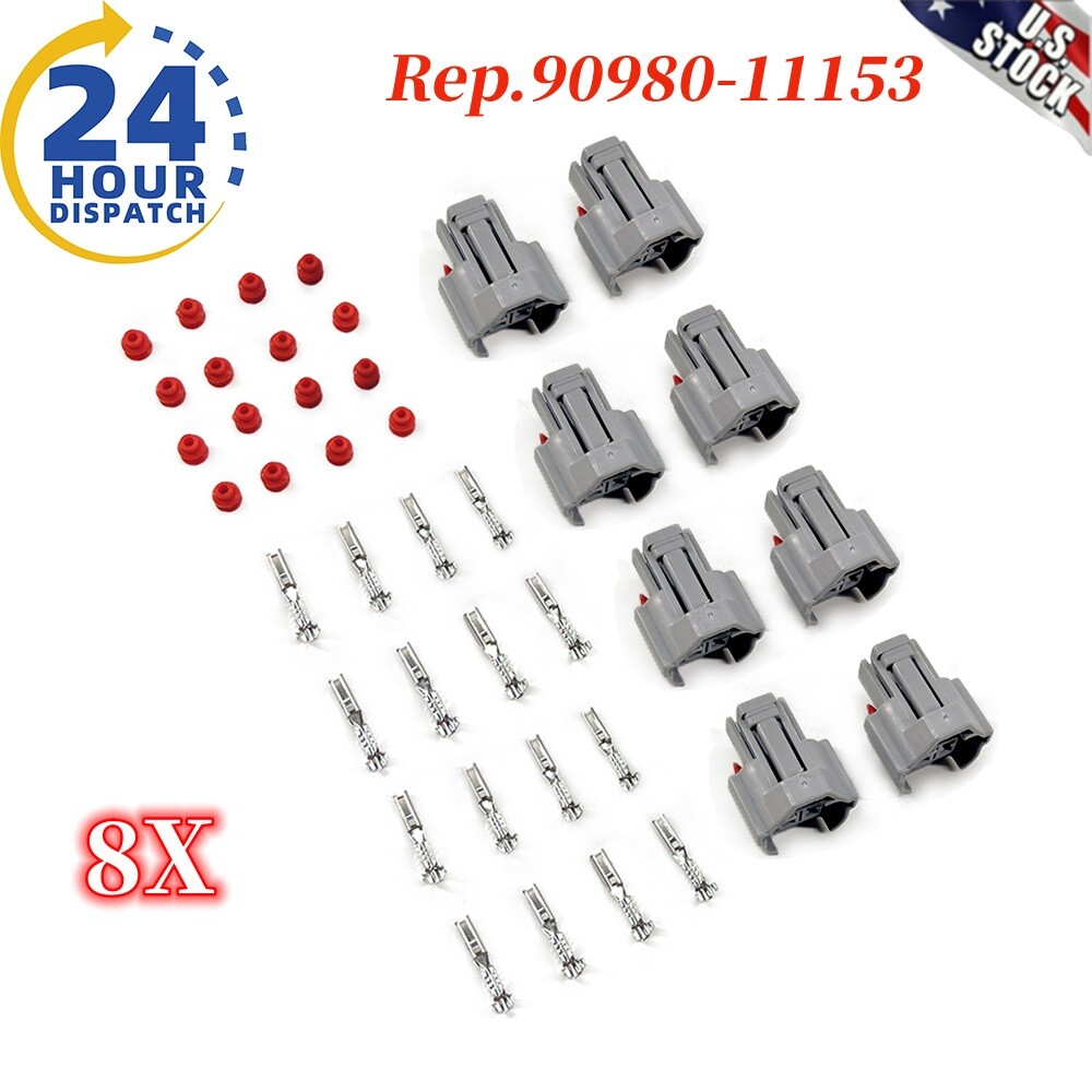 8* 2-Pin Fuel Injector Connector Plug Clip Kit Set For Nippon Denso ...