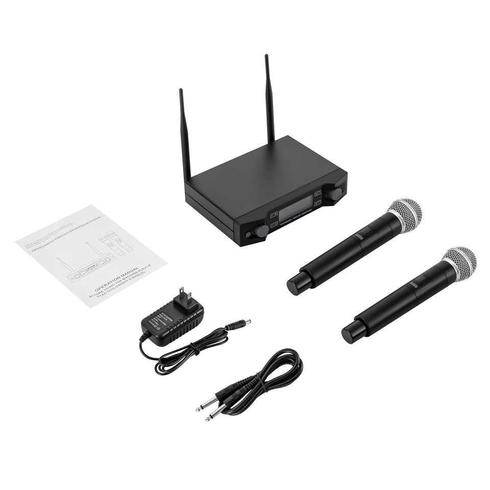 Cordless Mic Set UHF Professional Dual Wireless Microphone System | eBay