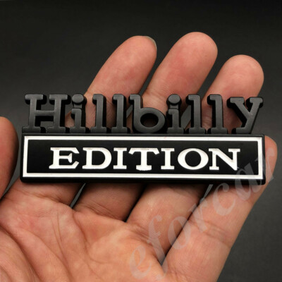 Metal Black HILLBILLY EDITION Truck Car Trunk Rear Emblem Badge Sticker ...