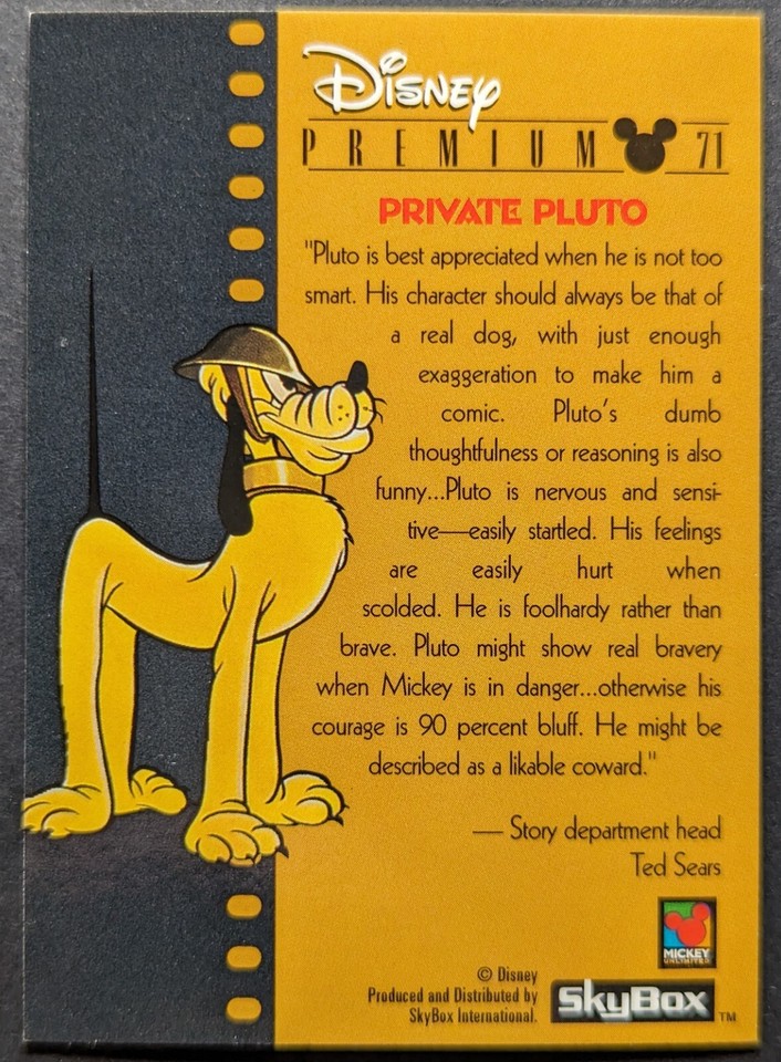 Private Pluto 1995 Disney Premium Skybox Card #71 (NM) | eBay