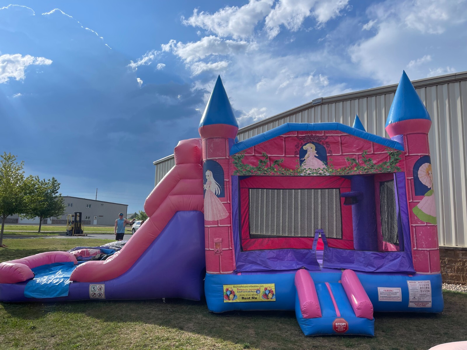 Pink Combo Bounce House Waterslide - Commercial Grade - Shipping ...