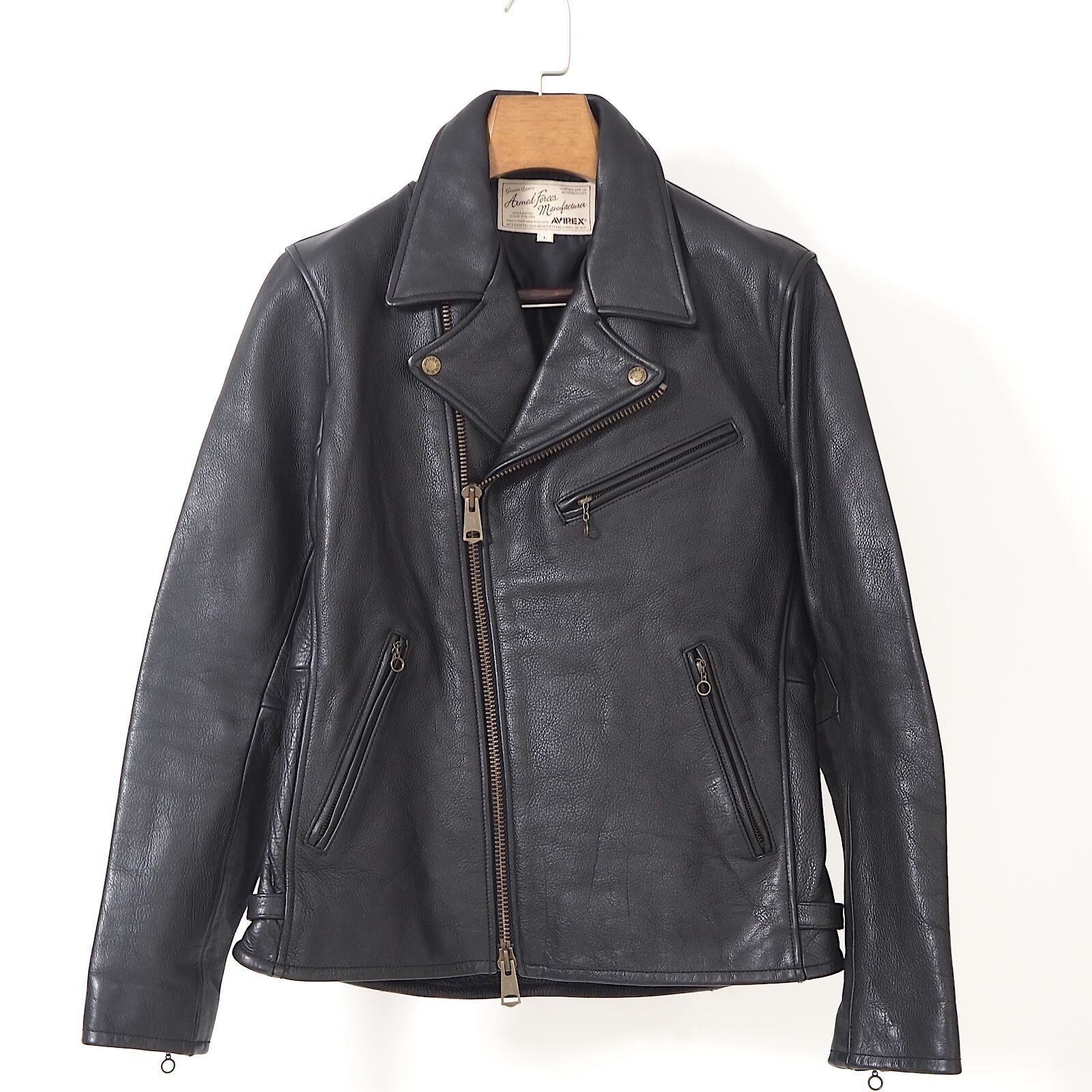 AVIREX Motorcycle Jacket Biker Leather Jacket Black M… - Gem