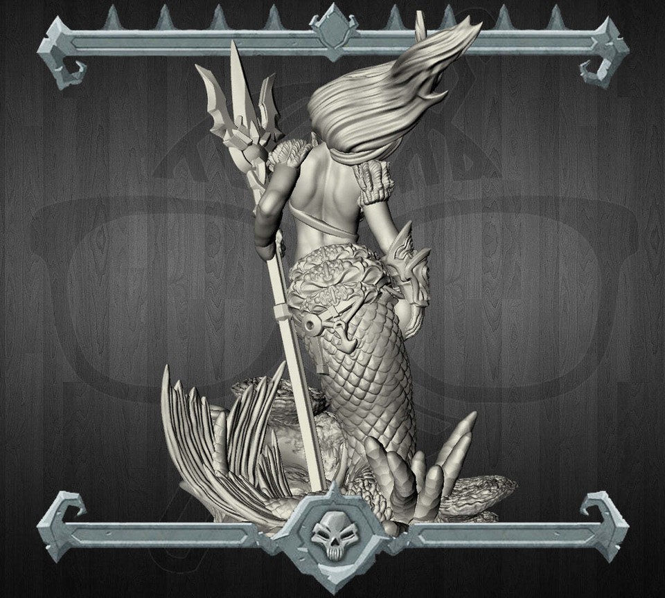 Merfolk | Mermaid Warrior Princess | Miniature for Tabletop games like ...