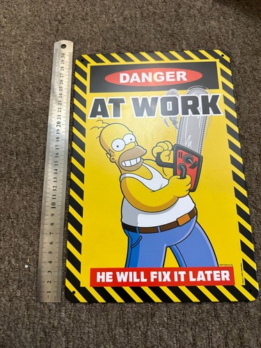 THE SIMPSONS Metal Wall Sign - Danger Men at Work - Homer BEER - PUB ...
