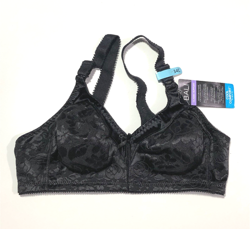 Bali Classic Support Wireless Bra 34C Black Floral Adjustable NEW | eBay