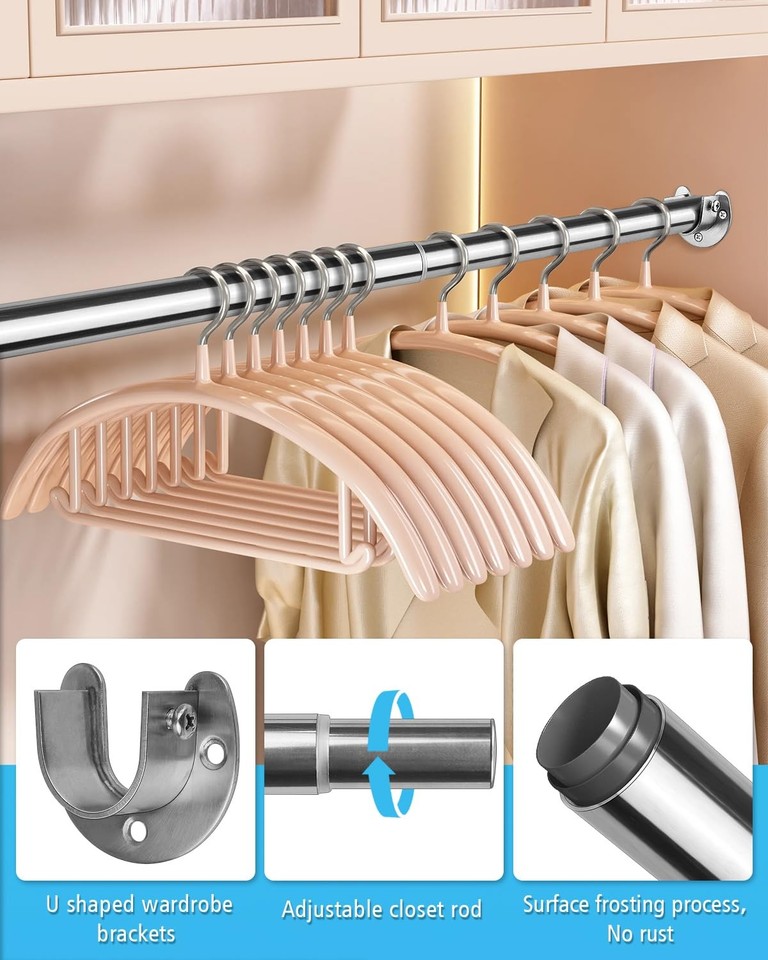 Closet Rods for Hanging Clothes 17 to 64 Inch Adjustable Metal Closet ...