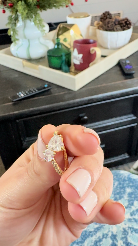 Pandora Double Heart Sparkling Ring | eBay