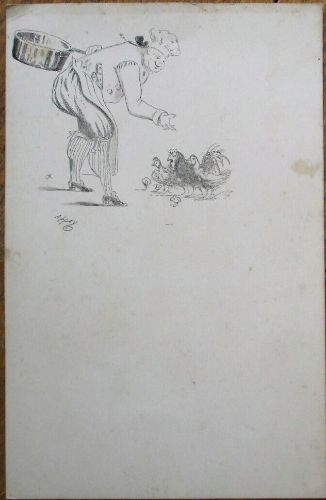 Chef Chasing Chickens 1910 French Menu Blank - Appay/Artist-Signed | eBay