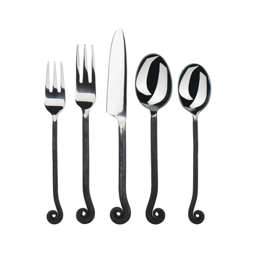 20-Piece Flatware Treble Clef Collection Black Silverware Kitchen ...