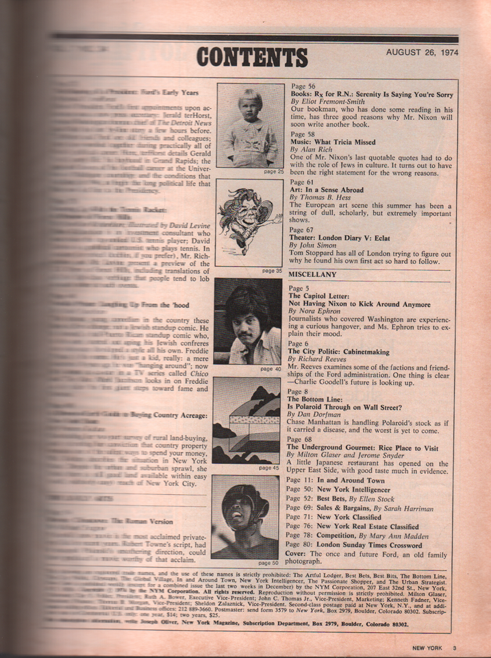 New York Magazine August 26 1974 Gerald Ford Ham Richardson 061720AME ...