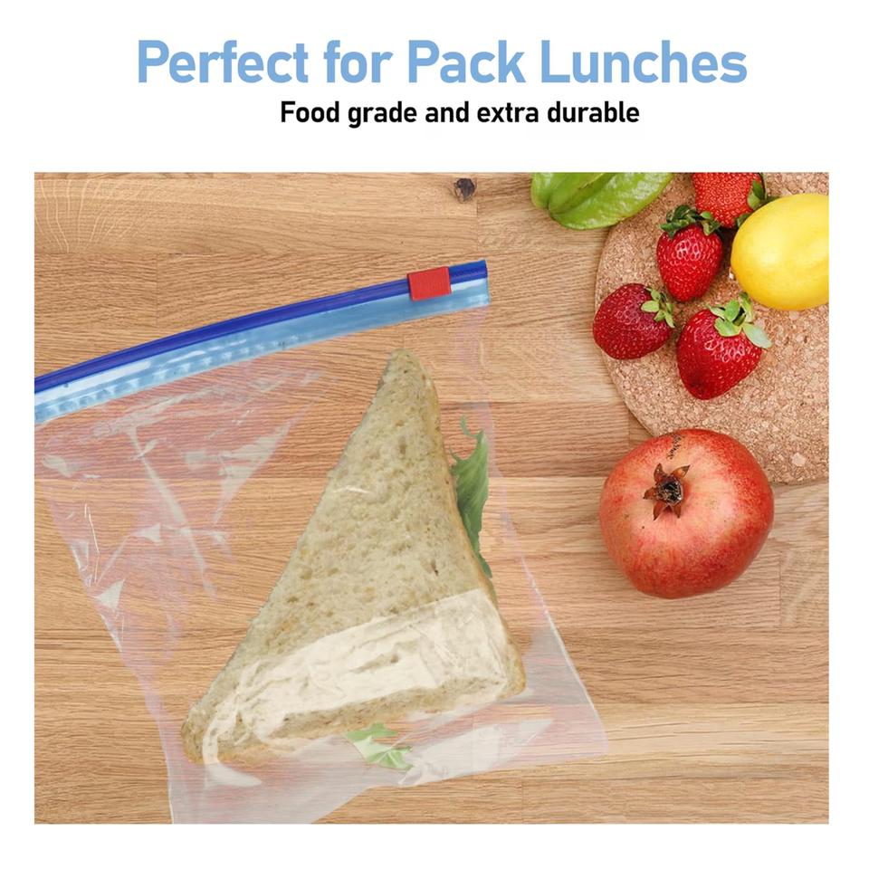 ZIP LOCK FOOD STORAGE FREEZER BAGS RESEALABLE REUSABLE PLASTIC BAGS ...