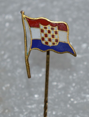 Croatia Croatian flag coat of arms crest NDH ustasa vtg 70s pin badge ...