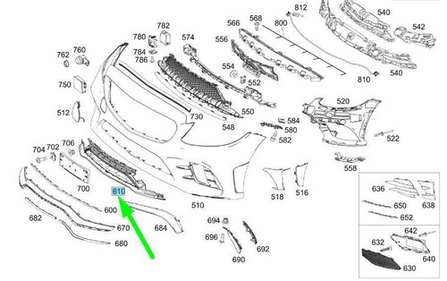 Mercedes-Benz W205 Front Bumper Center Lower Grille Genuine A2058857904 ...