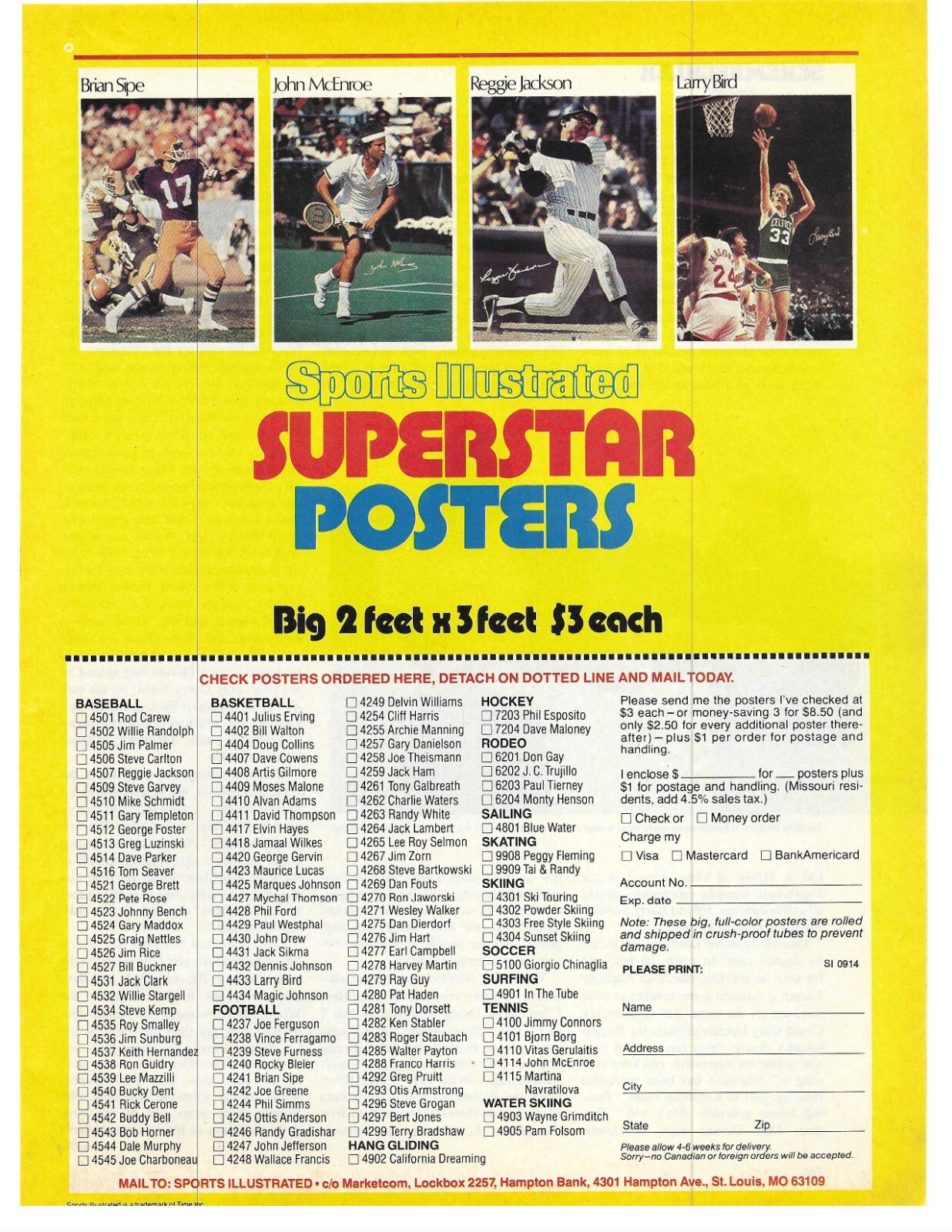 1981 Sports Illustrated Superstar Posters Bird Reggie Vintage Photo ...