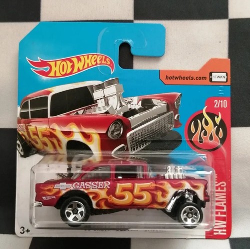 2017 Hot Wheels 55 Chevy Bell Air Gasser HW Flames Short Card 12/365 #2 ...