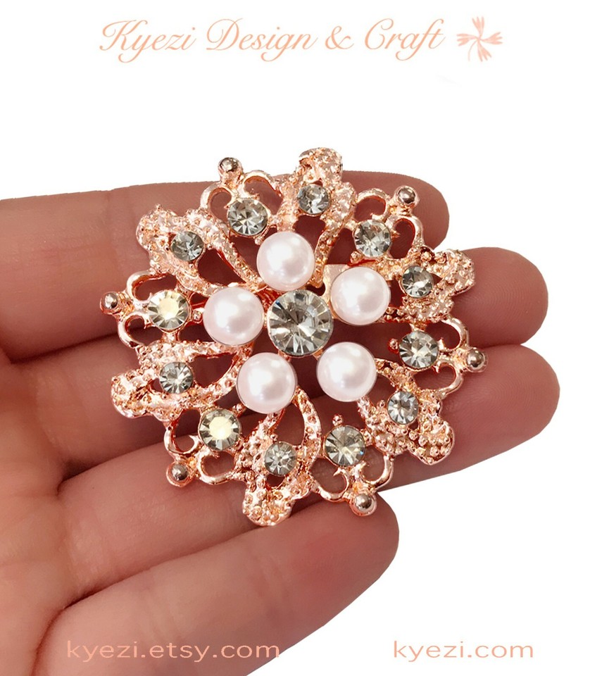9pcs Rose Gold Gorgeous High Quality Pearl Crystal Rhinestone ...